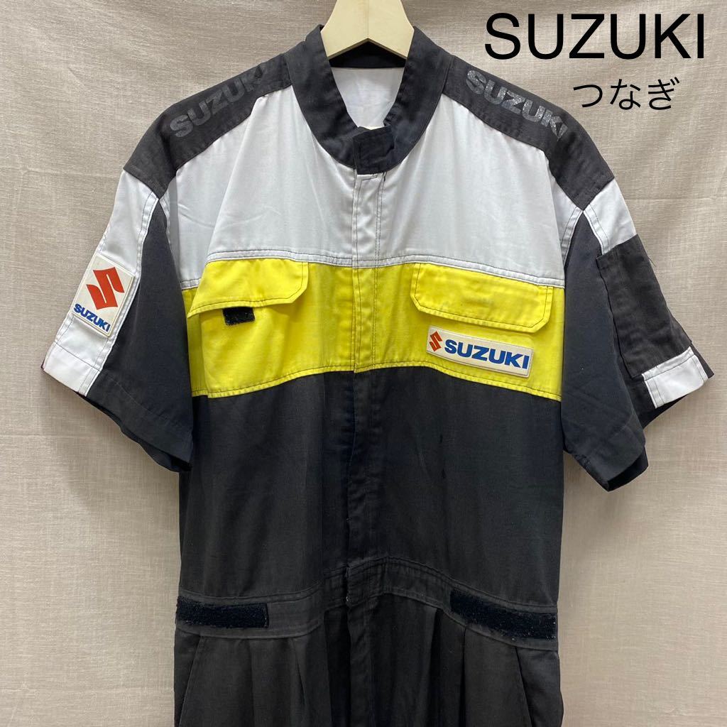 A795 SUZUKI スズキ つなぎ 半袖 作業着 作業服 自動車 バイク 整備 DIY ツナギ 黒 ×白 ×黄 前ファスナー 古着(つなぎ)｜売買されたオークション情報、yahooの商品 ...