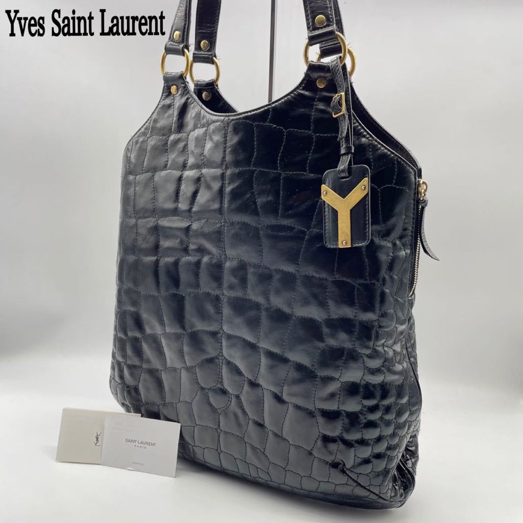 1円 極 YVES SAINT LAURENT サンローラン YSL ハンドバッグ クロコダイル型押し ビジネスバッグ ショルダー 肩掛け A4可 縦型(かばん、バッグ)｜売買された ...