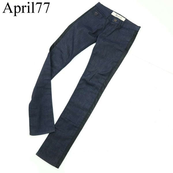 April77 エイプリル77 MUNICH サイドライン タイト ストレッチ スキニー デニム パンツ ジーンズ Sz.27 メンズ ...