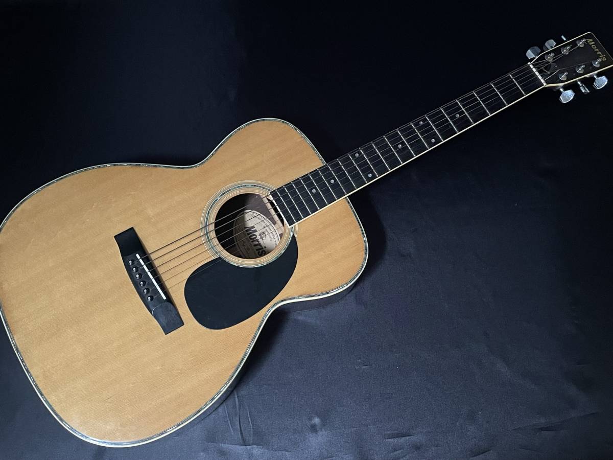 日本製 ビンテージギター Morris/モーリス F-20 小ぶり フォークタイプ トリプルオー 貝装飾 バインディング TERADA/寺田 ...
