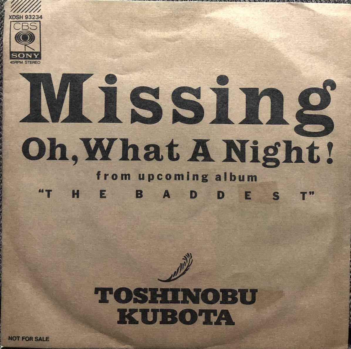 EP/7inch 激レア プロモオンリー 久保田利伸 / Missing / THE BADDEST 収録バージョン / Japanese City Pop boogie funk 89年CD ...