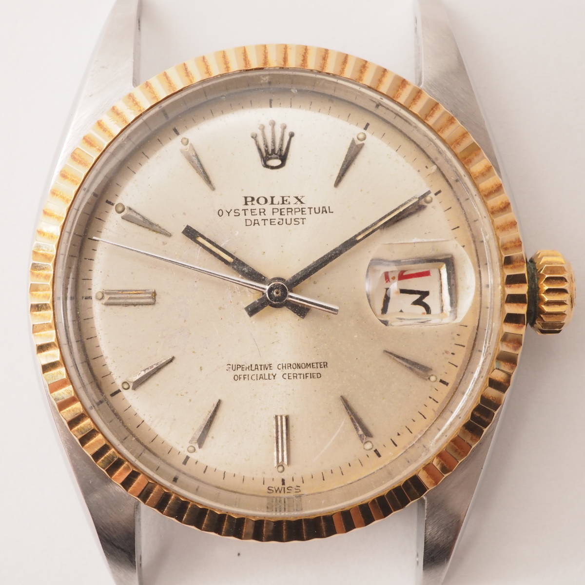 ロレックス オイスターパーペチュアルデイトジャストコンビ Ref 6605 ROLEX DATEJUST Cal 1065 赤黒デイト 自動巻 ...