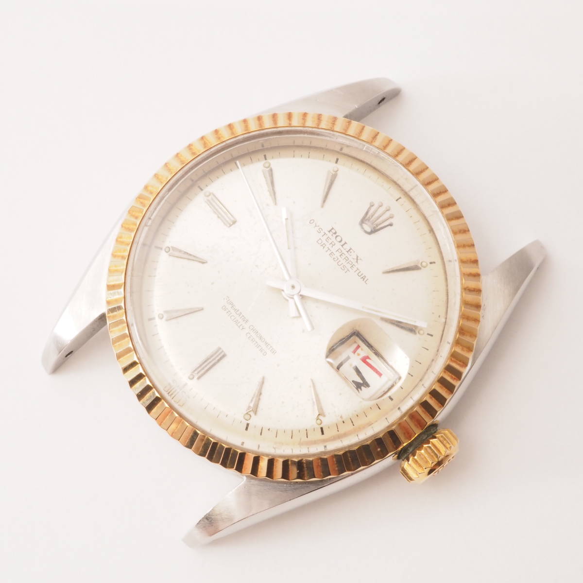 ロレックス オイスターパーペチュアルデイトジャストコンビ Ref 6605 ROLEX DATEJUST Cal 1065 赤黒デイト 自動巻 ...
