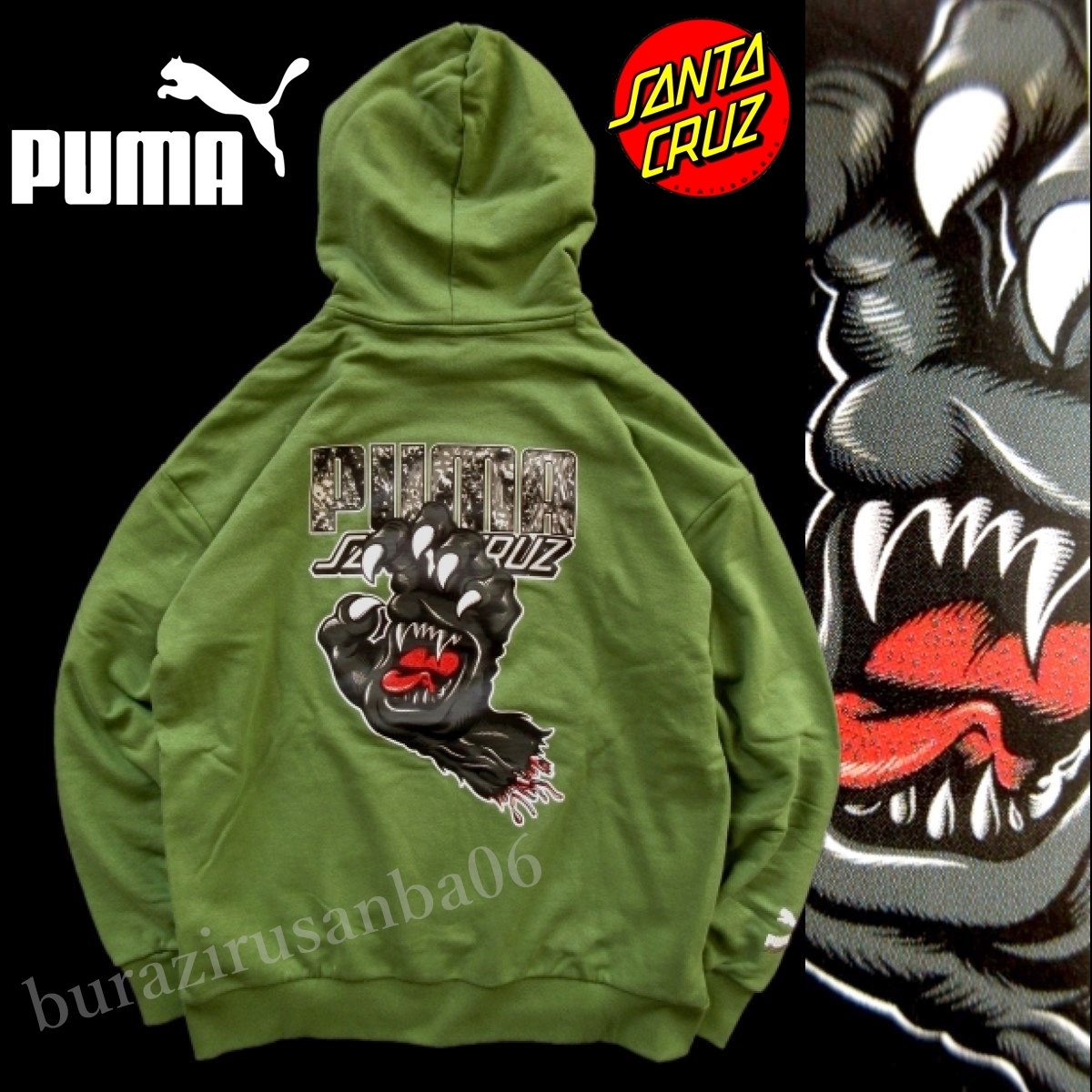 定価10 450円 プーマ PUMA X SANTA CRUZ HOODIE サンタクルーズ コラボ スウェット パーカー フーディー US ...