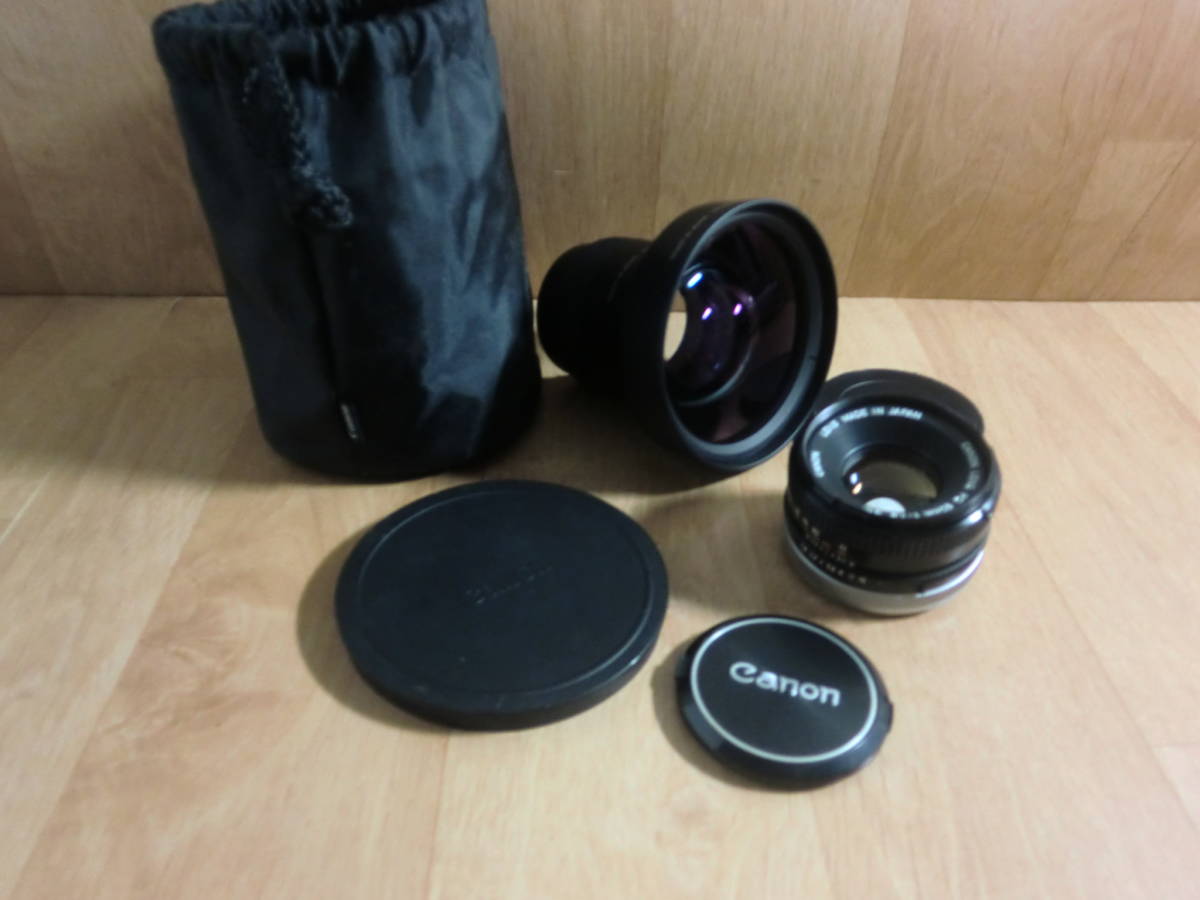 Canon WIDE CONVERTER WC-DC58B 0.75x / コンバージョンレンズ LA-DC58H / レンズ FD 50mm ...