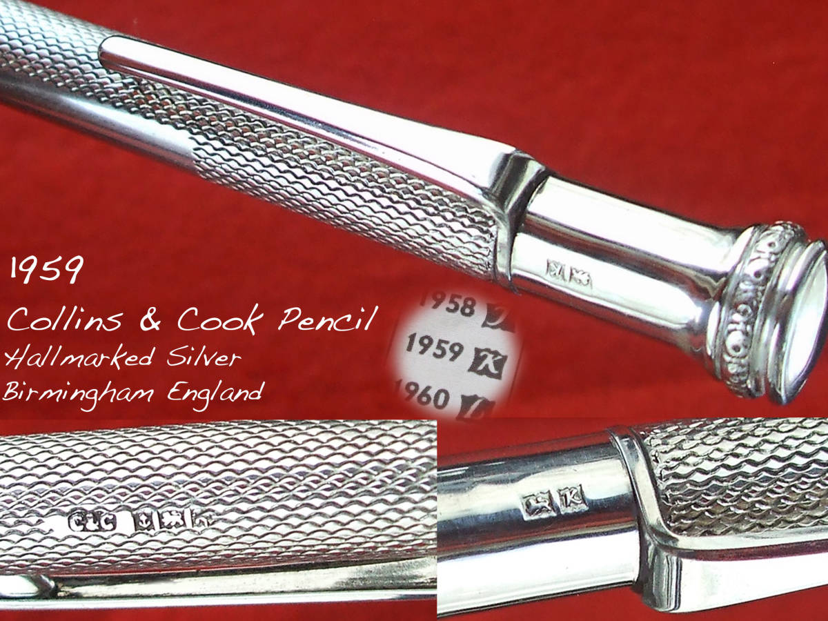 純銀極上 1959年製 コリンズ＆コック シルヴァーペンシル バーミンガム 1959 Collins & Cook Silver Pencil ...