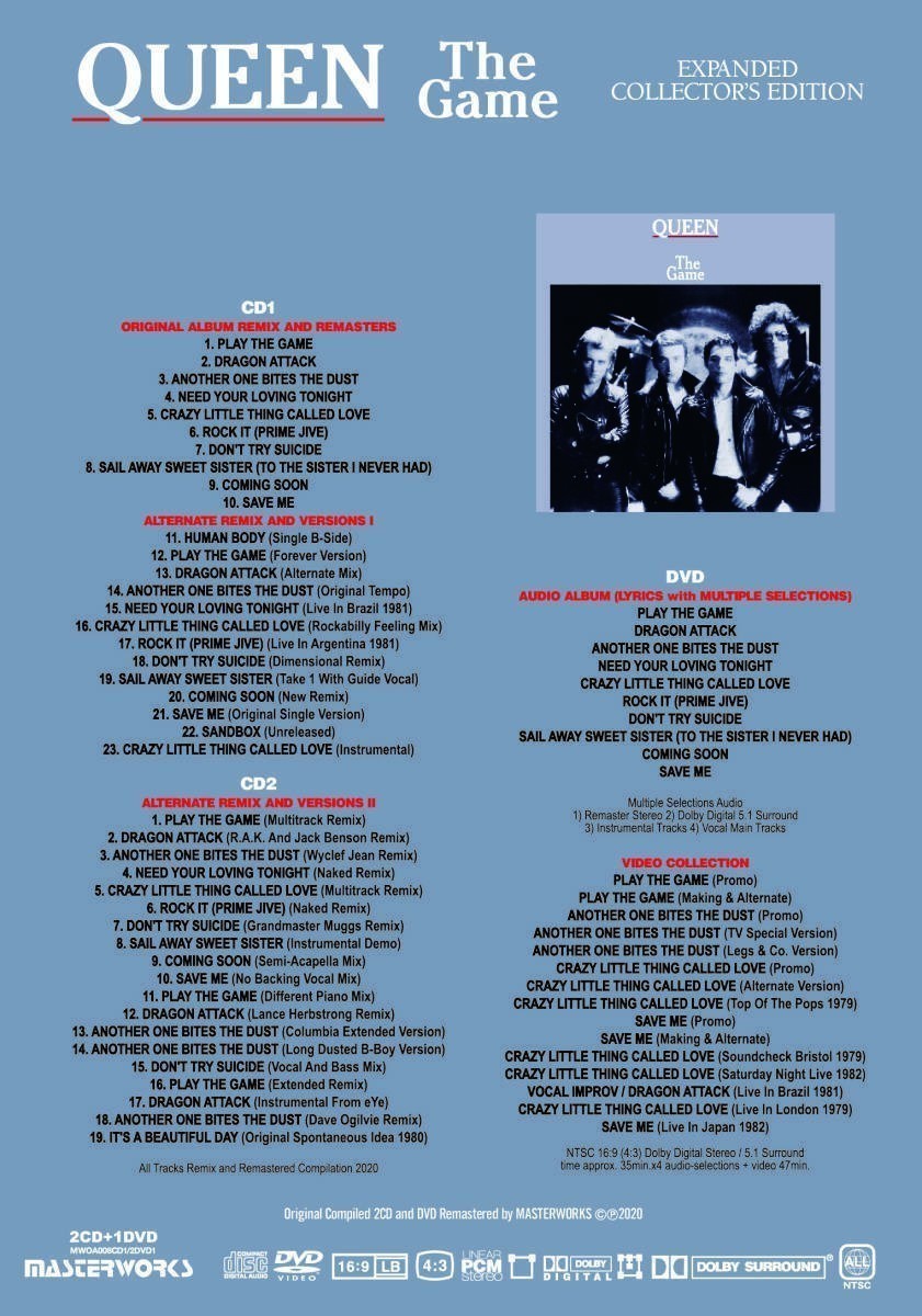 QUEEN / THE GAME =EXPANDED COLLECTOR'S EDITION= MASTERWORKS 2CD+1DVD(Queen)｜売買されたオークション情報、yahooの ...