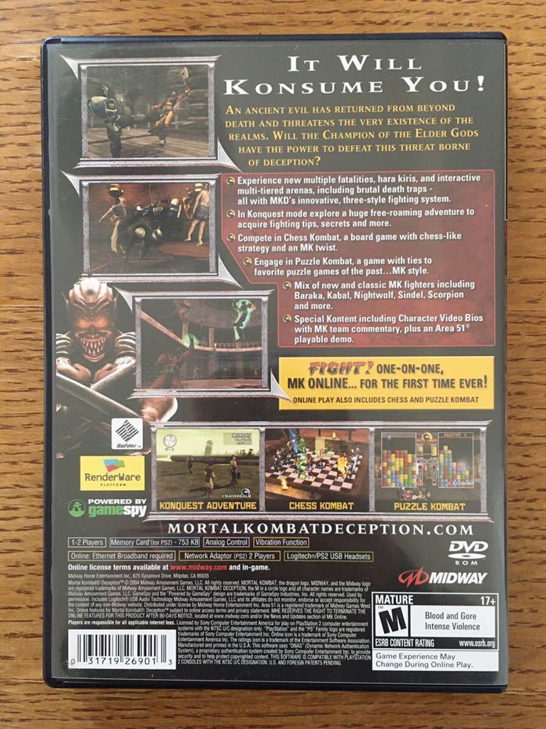 北米版 PS2ソフト MORTAL KOMBAT DECEPTION MIDWAY GAUNTLET ROADKILL SUFFERING ...