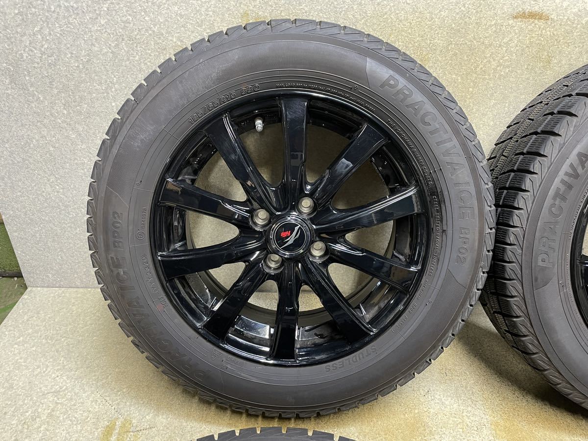 185/65R15 88Q ヨコハマ PRACTIVA ICE BP02 社外品 Fang 15インチ 15x5.5J +42 100/4H スタッドレス 4本 2020年製 バリ山 185 ...