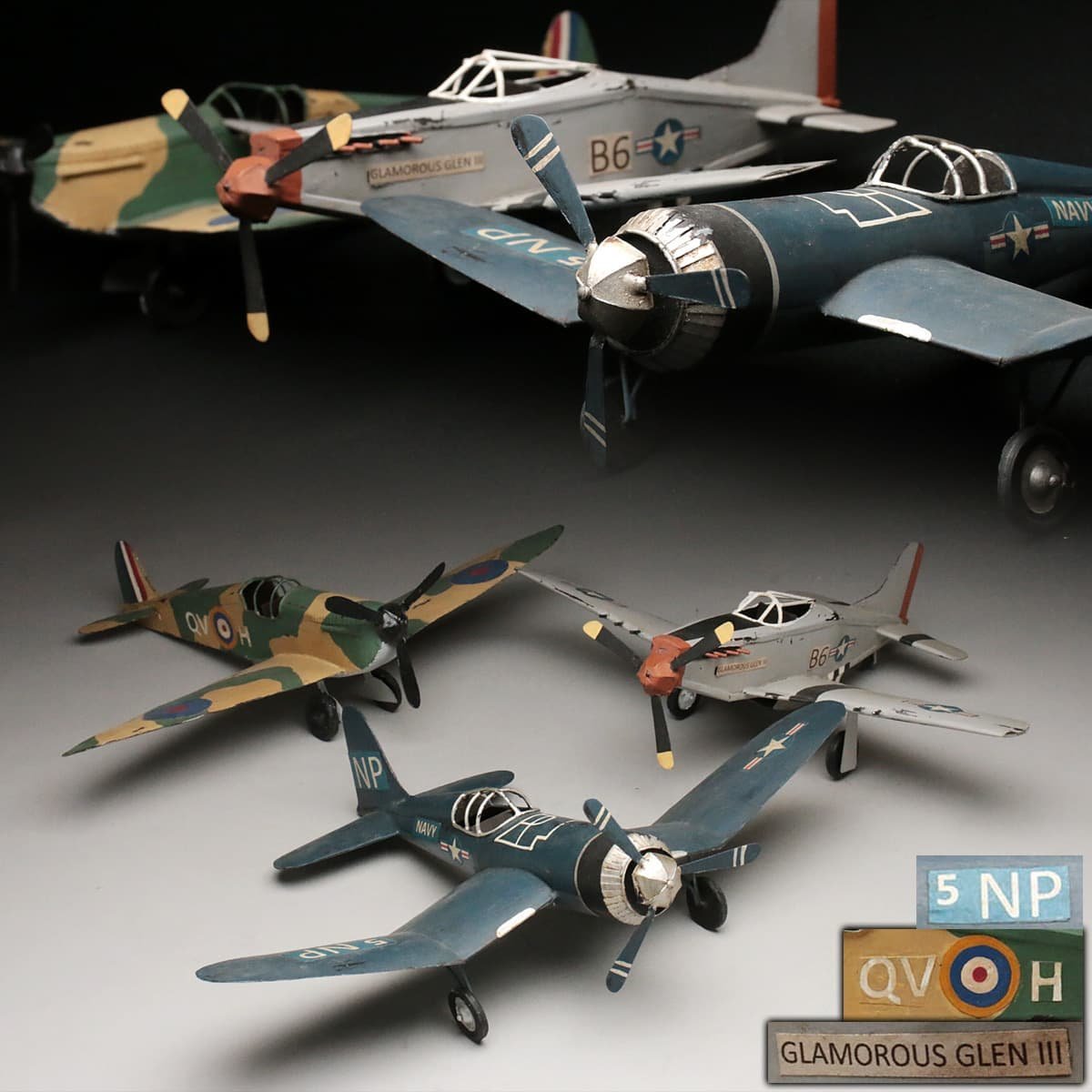 EH179 時代物 ブリキ 戦闘機 三機 総重424g GLAMOROUS GLEN B6/5NP/QVH 玩具 おもちゃ(ブリキ)｜売買され ...