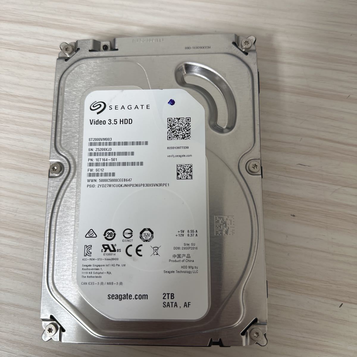 X1085: 品/AVコマンド対応/使用16981時間 Seagate ST2000VM003-1ET164 2TB 3.5インチ HDD ...