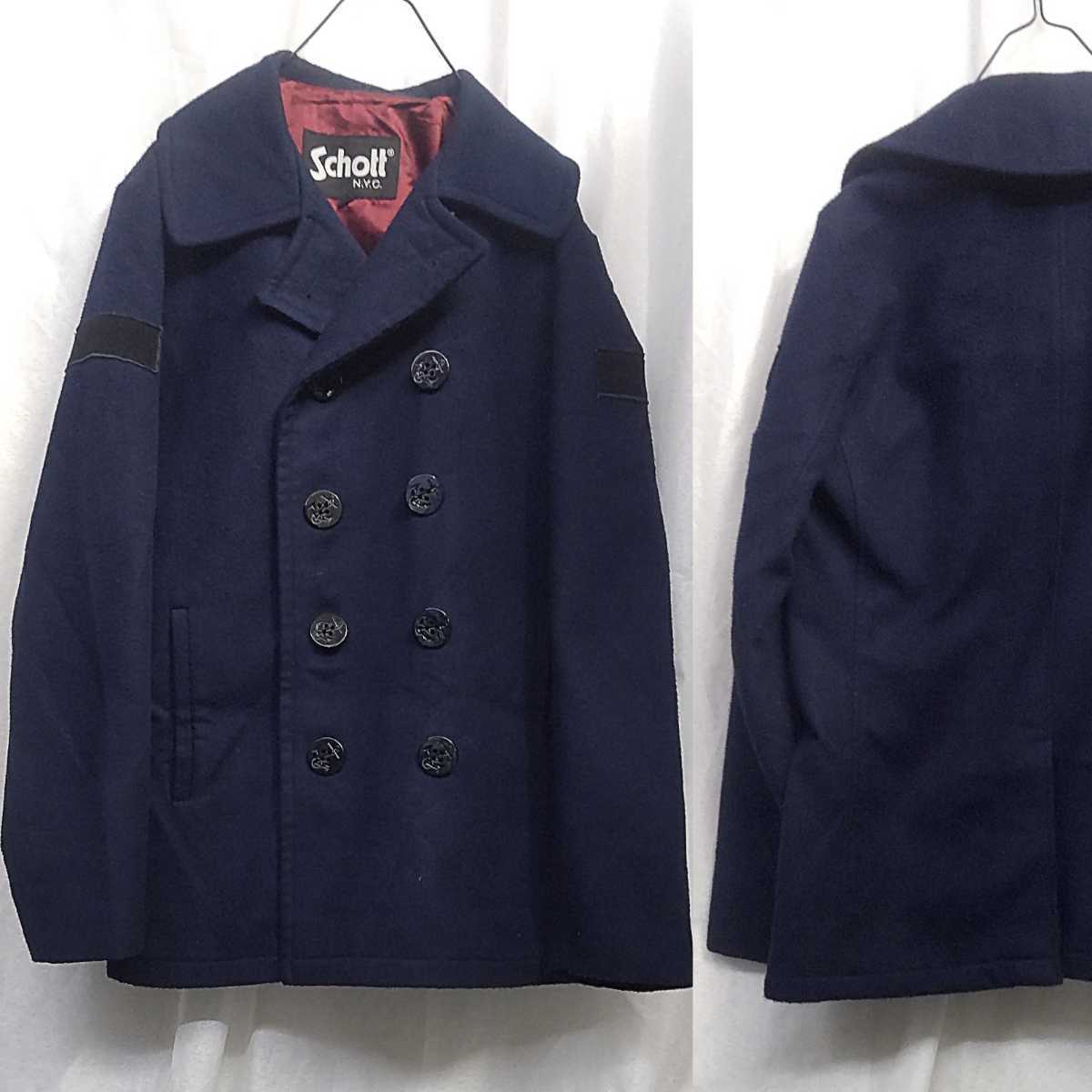 Schott 限定モデル ワッペン欠品 Pコート M ネイビー ピーコート 紺 ショット SKY-HIGH × Optimystik コラボ ...