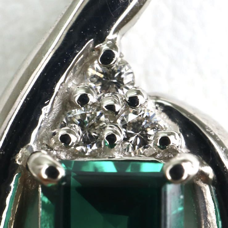 Crescent Vert クレサンベール エメラルド/天然ダイヤモンドネックレス 0.23ct D0.06ct PT900/850 40cm 4.4g emerald jewelry EB2 ...