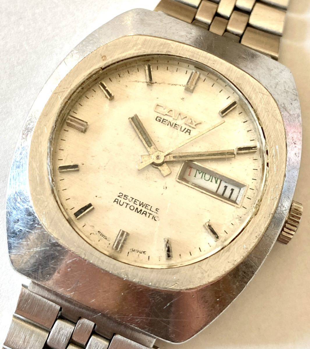 1円〜 S 流通少 キャミー CAMY GENEVA デイデイト 自動巻 メンズ アンティーク ヴィンテージ 腕時計 1128776(3針 ...