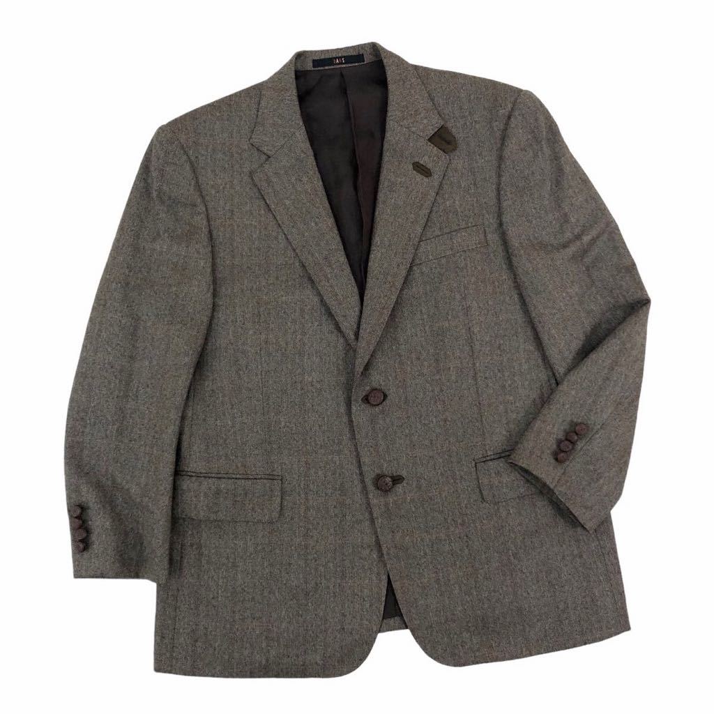 m372-② DAKS ダックス カシミヤ混 テーラード ジャケット 上着 羽織り アウター ヘリンボーン ブラウン メンズ 紳士 BB5 オンワード樫山(テーラードジャケット、ブレザー ...
