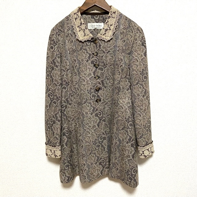 #anc セゾンドミキ SAISON DE MIKI ジャケット 11 ベージュ 茶 レース柄 ロング レディース 815515(Lサイズ ...