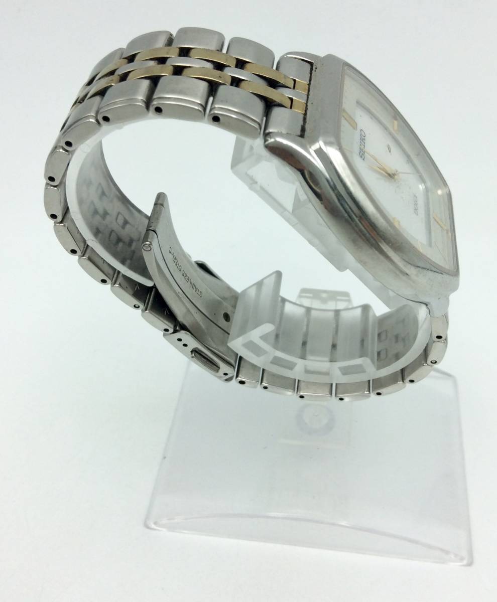 YY9〇 電波ソーラー/稼働 セイコー SEIKO 3B51-0AK0 DOLCE ドルチェ スクエア 白文字盤 ホワイト メンズ腕時計 現状 ...
