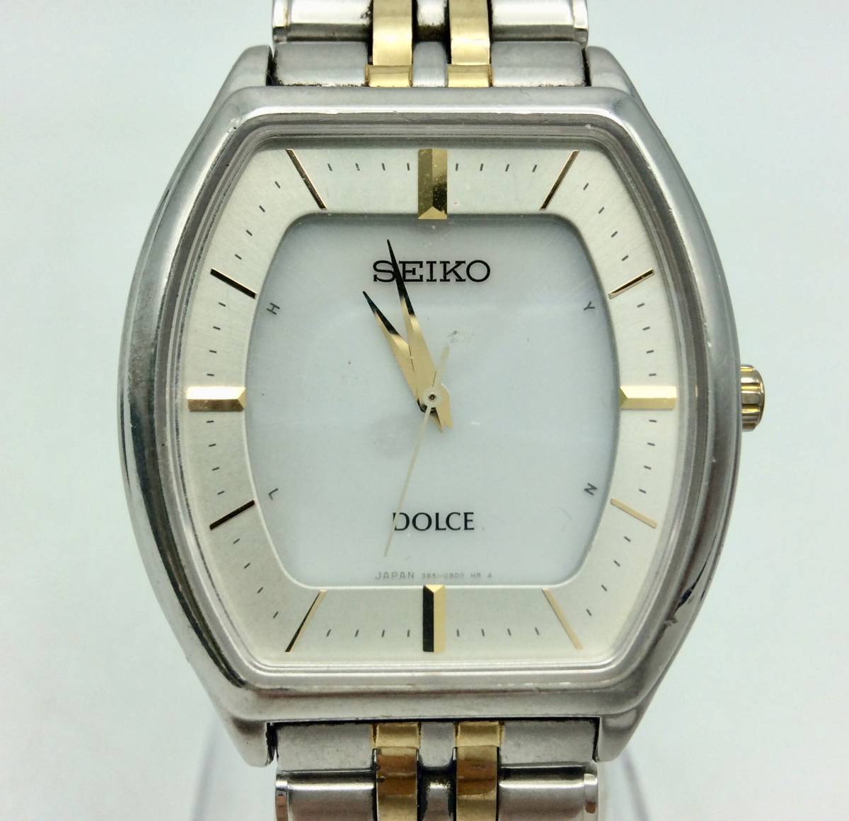 YY9〇 電波ソーラー/稼働 セイコー SEIKO 3B51-0AK0 DOLCE ドルチェ スクエア 白文字盤 ホワイト メンズ腕時計 現状 ...