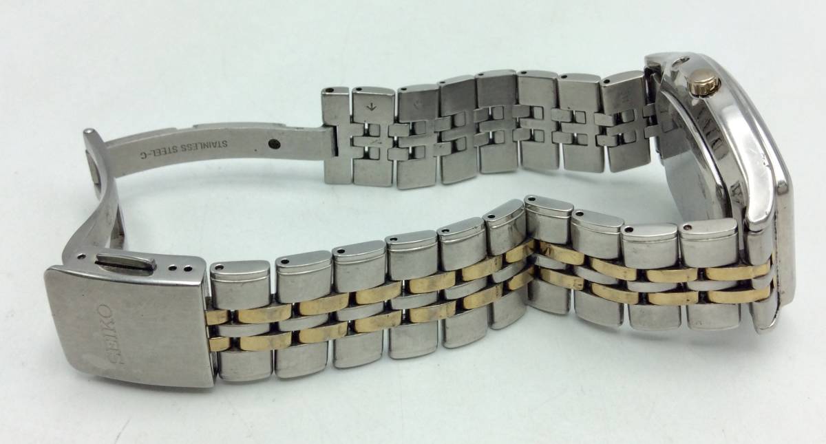 YY9〇 電波ソーラー/稼働 セイコー SEIKO 3B51-0AK0 DOLCE ドルチェ スクエア 白文字盤 ホワイト メンズ腕時計 現状 ...