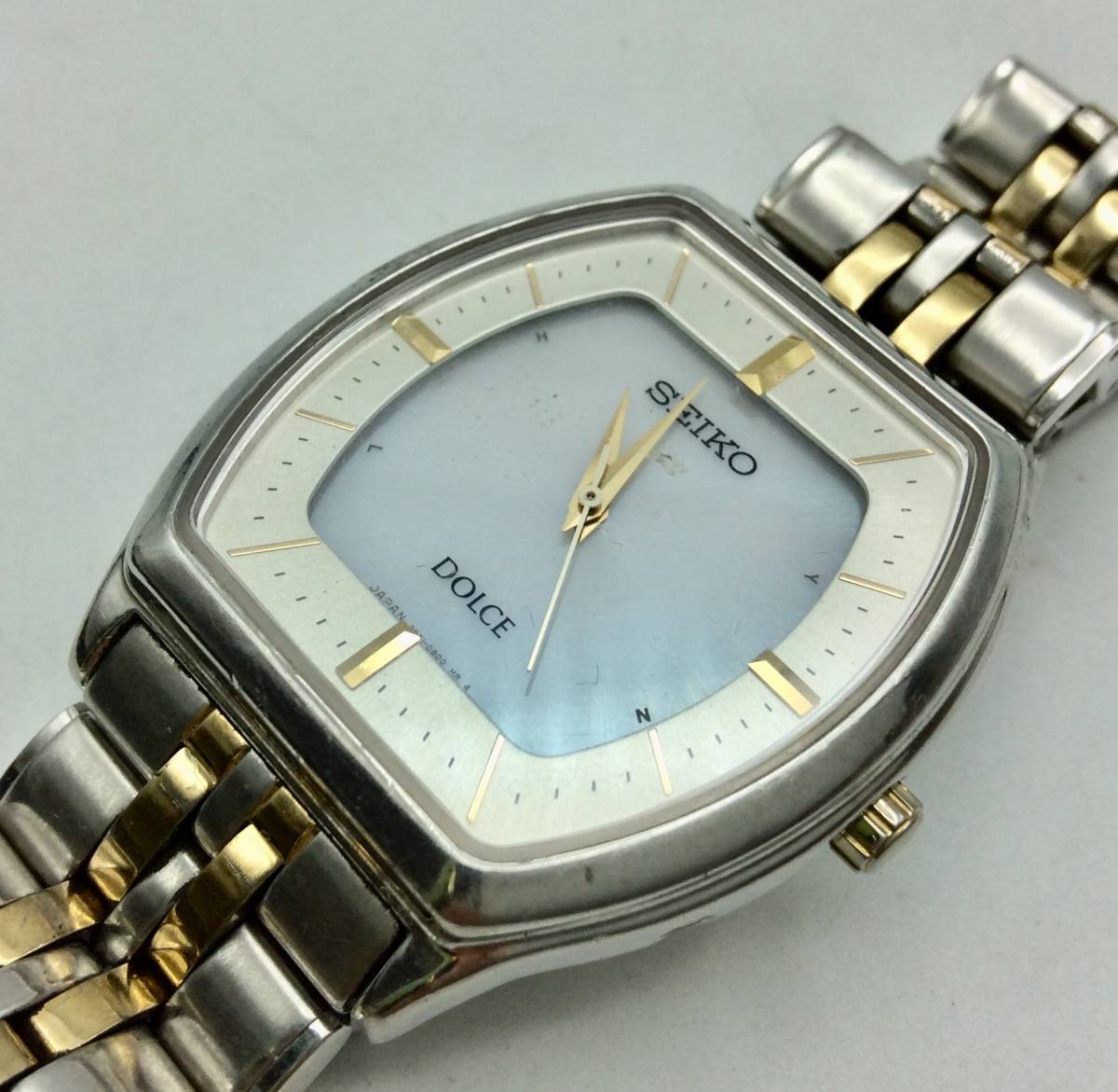 YY9〇 電波ソーラー/稼働 セイコー SEIKO 3B51-0AK0 DOLCE ドルチェ スクエア 白文字盤 ホワイト メンズ腕時計 現状 ...