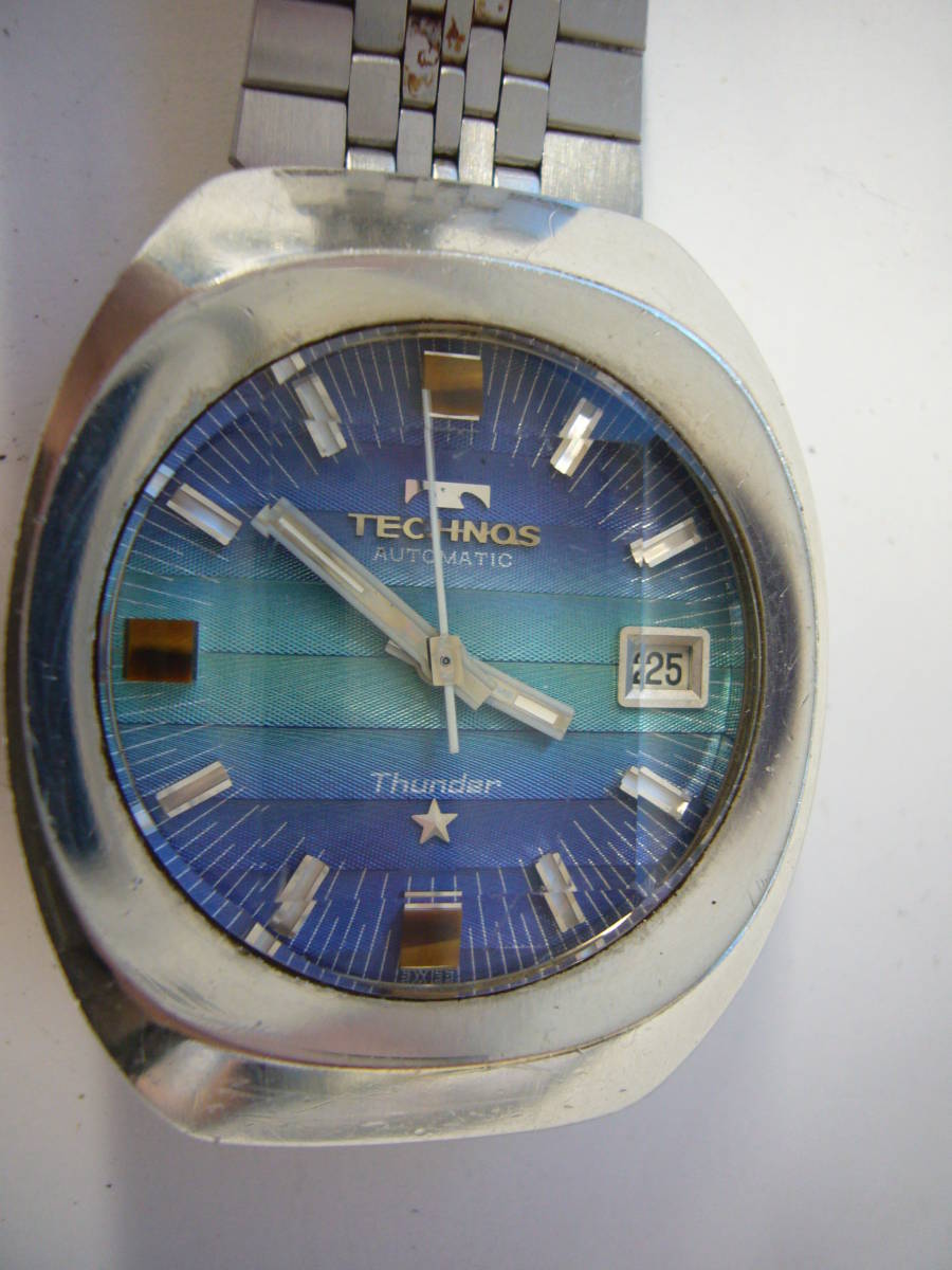 レトロ腕時計＜45＞テクノス TECHNOS AUTOMATIC Thunder カットガラス メダリオン(テクノス)｜売買されたオークション情報、yahooの商品情報をアーカイブ公開 ...