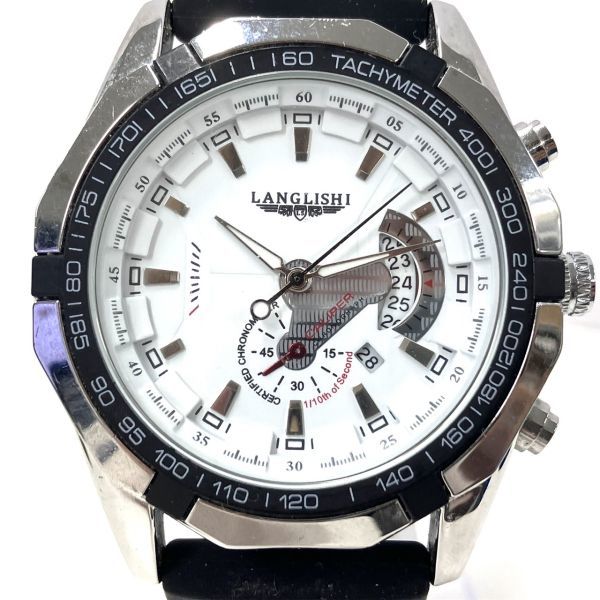 G017-W9-168 LANGLISHI ラングリシ No.320 3ATM メンズ 腕時計 クォーツ デイテイト 白文字盤 ベルト ブラック 稼動 ①(その他)｜売買されたオークション情報 ...