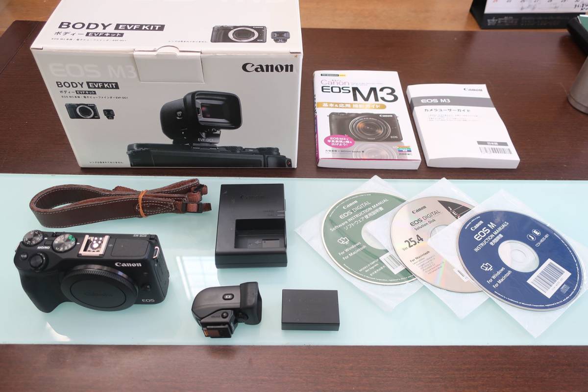 キャノンEOS-M3 ストラップ バッテリー＆充電器 ファインダーEVF-DC1 説明書 CD3枚 キャップ類 外箱(キヤノン)｜売買されたオークション情報、yahooの商品情報をアーカイブ ...
