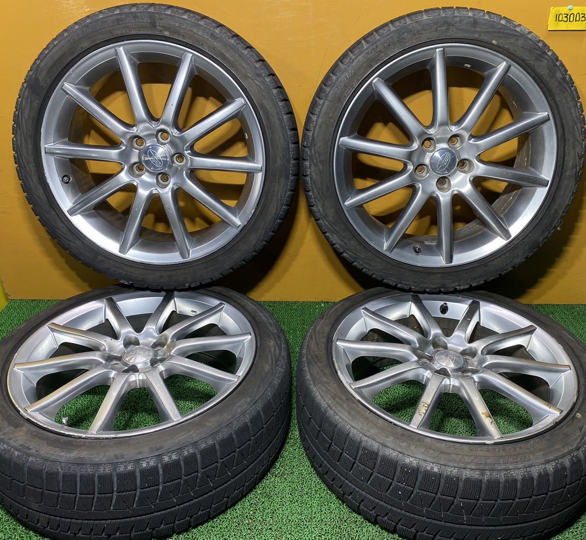 冬用 215/45R18 89Q BRIDGESTONE BLIZZAK REVO GZ レガシィ 純正ホイール 18×7.0J +55 ...