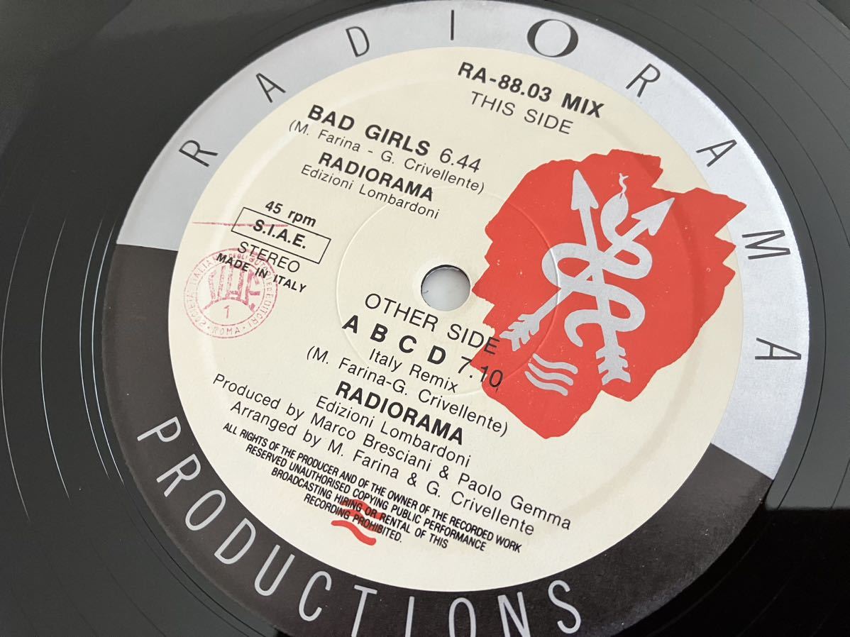 盤良好伊Ori RADIORAMA / ABCD Italy Remix/Bad Girls 12inch DISCOMAGIC ITALY ...
