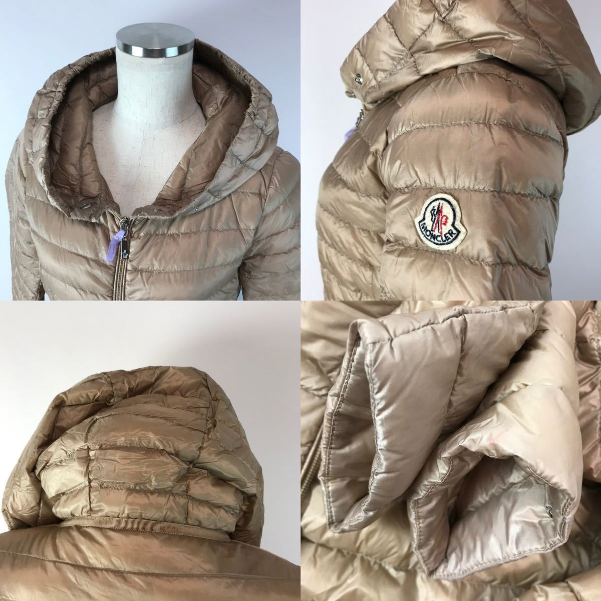 e182 正規品 MONCLER モンクレール BARBEL バーベル レディース ダウンコート 0 ダウンジャケット ベージュ ナイロン 100% 軽量 ライト(0)｜売買されたオークション ...