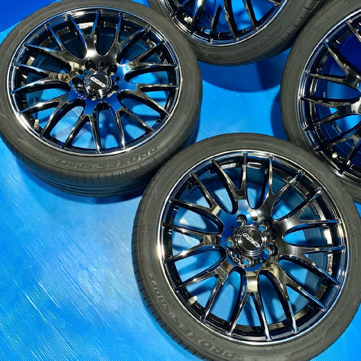 RAYS レイズ HOMURA ホムラ 2X9 JET BLACK EDITIONⅢ 8.0J +45 5H PCD114.3 TOYO 235/40R19 クラウン マジェスタ レクサスGS ...