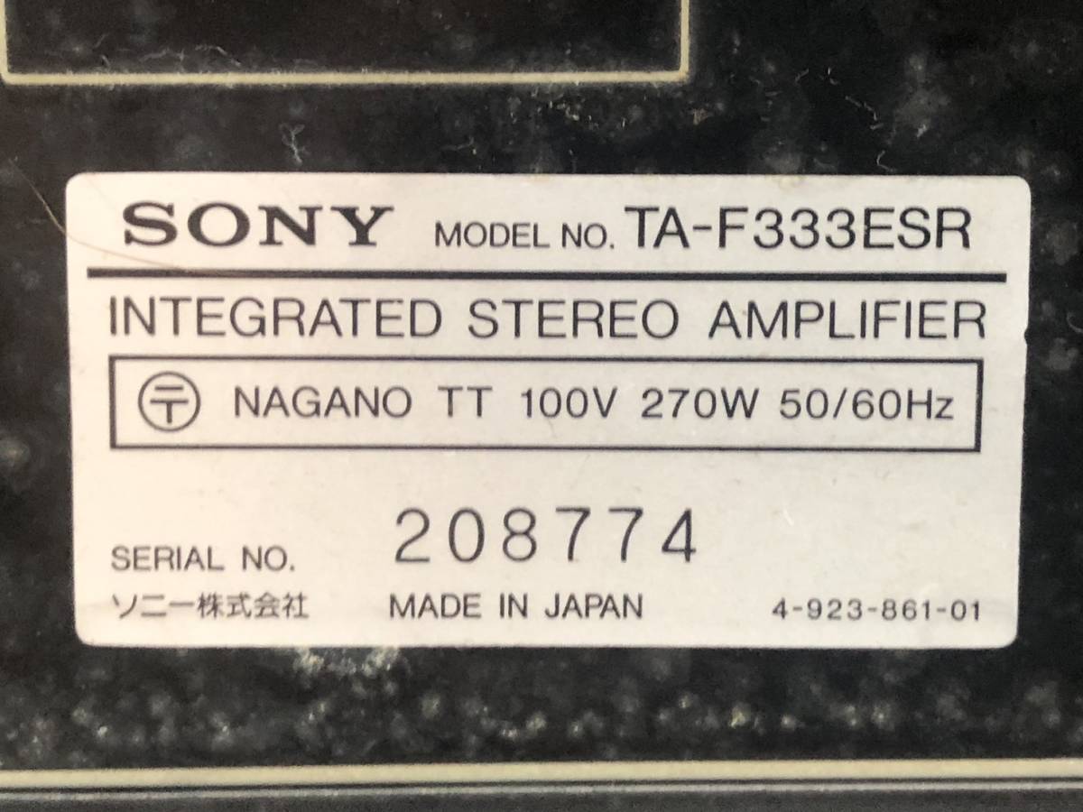 YA015258 031 -116/TY4000 名古屋 SONY ソニー TA-F333ESR INTEGRATED STEREO ...