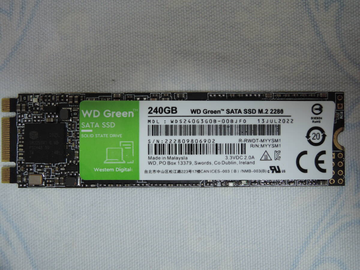 WD Green SSD 256GB / M.2 2280 SATA 6.0Gb/s / WDS240G3G0B-00BJF0 ...