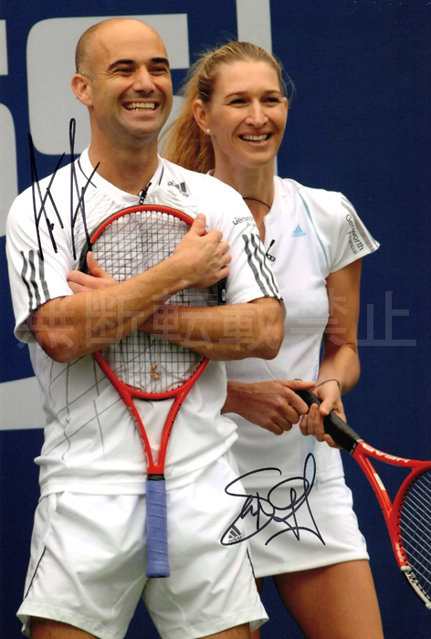 SALE シュテフィ グラフ ＆ アンドレ アガシ 直筆サインフォト テニス Steffi Graf & Andre Agassi(その他 ...