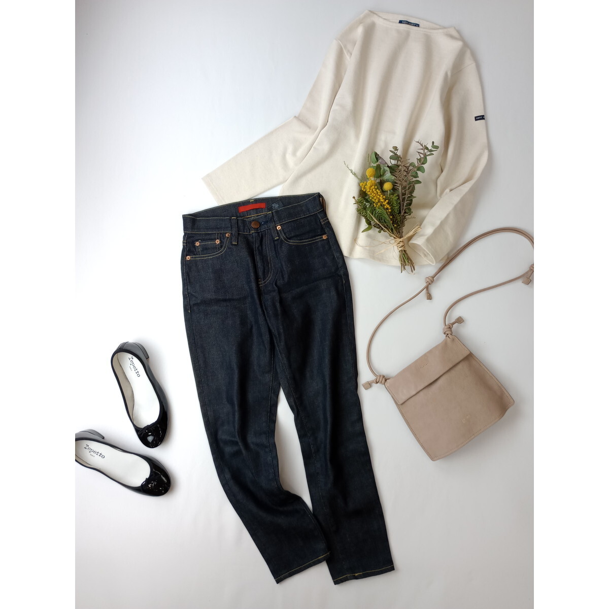 RED CARD レッドカード いつま もわたしの大事な一枚 コットン 綿 混 デニム テーパードパンツ 日本製 22 ブラックネイビー ...