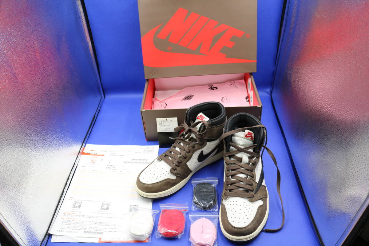 77-118 現状品 Travis scott × NIKE AJ1 RetroHigh OG TS SP Sail/Dark Mocha ...