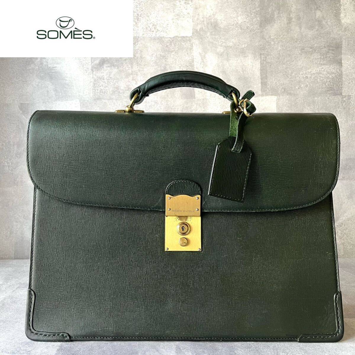 良品SOMES SADDLE ソメスサドル エグゼクティブ レザー ダークグリーン 緑 ダレスバッグ ブリーフケース ビジネスバッグハンドバッグA4収納(ブリーフケース、書類かばん)｜売買され ...