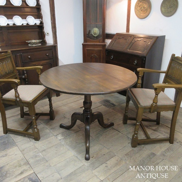 イギリス アンティーク 家具 ダイニングテーブル ラウンドテーブル 丸テーブル 店舗什器 カフェ 木製 オーク 英国 TABLE 6603d ...