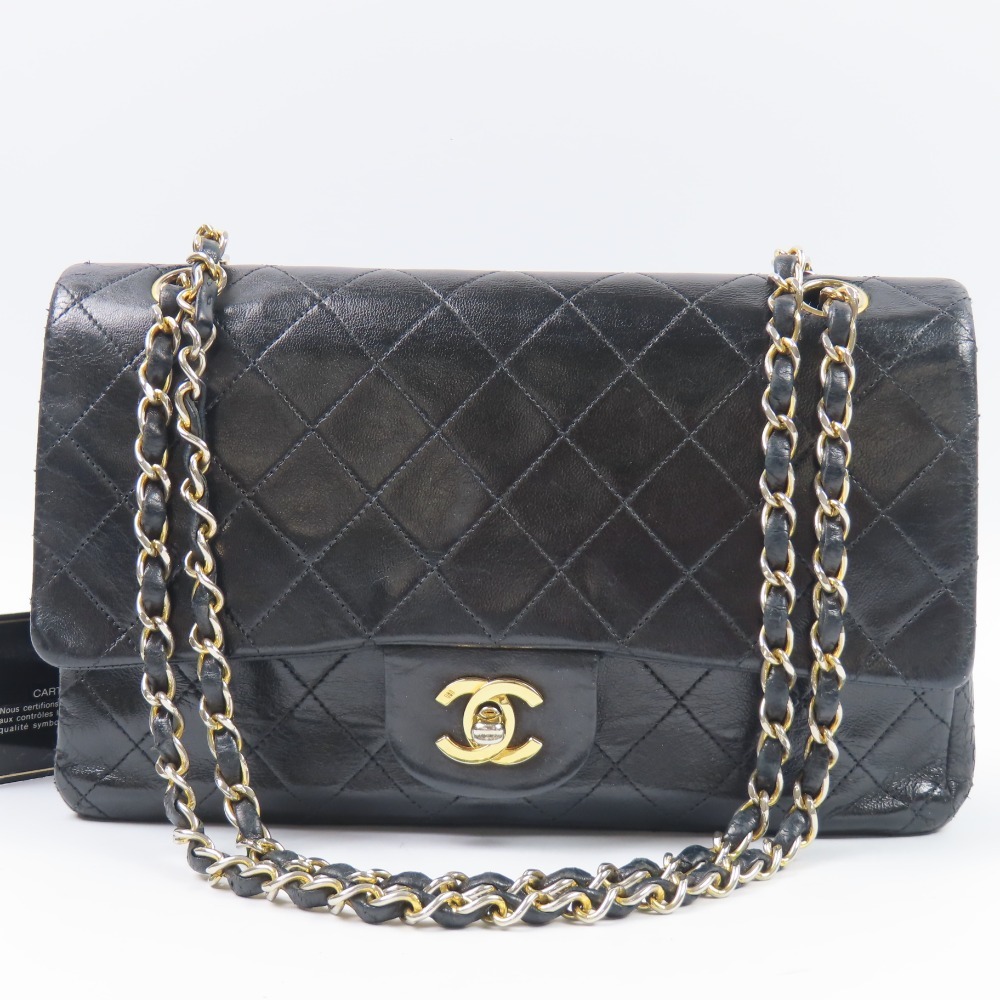 93760 1円スタート CHANEL シャネル マトラッセ Wフラップ25 チェーンショルダーバッグ ターンロック ココマーク ラムスキン ...