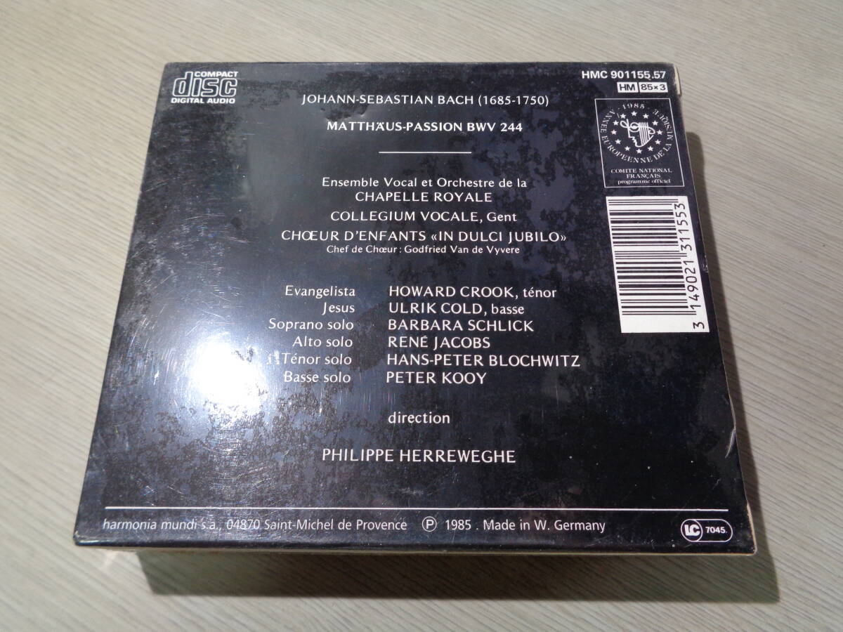 /PHILIPPE HERREWEGHE/LA CHAPELLE ROYALE PARIS/COLLEGIUM VOCALE GENT/BACH:MATTHAUS PASSION FRA/hm ...