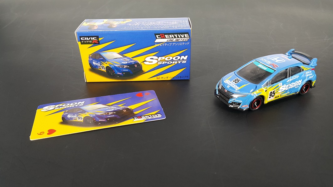 二次創作トミカ CREATIVE ホンダ シビック タイプRHonda Civic Type R FK2 Spoonブルー#95 箱 トランプ ...