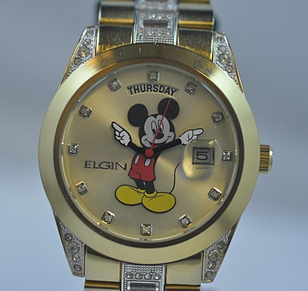 1円スタート 日本未発売 海外限定 Elgin Mickey Mouse Gold Tone Bracelet Watch ウィメンズ 腕時計 ...