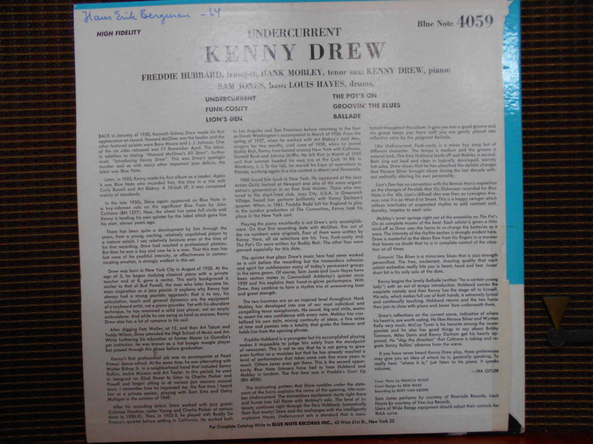 米MONO盤 KENNY DREW “UNDERCURRENT” BLUE NOTE 4059 47 WEST 63rd RVG(ジャズ一般 ...