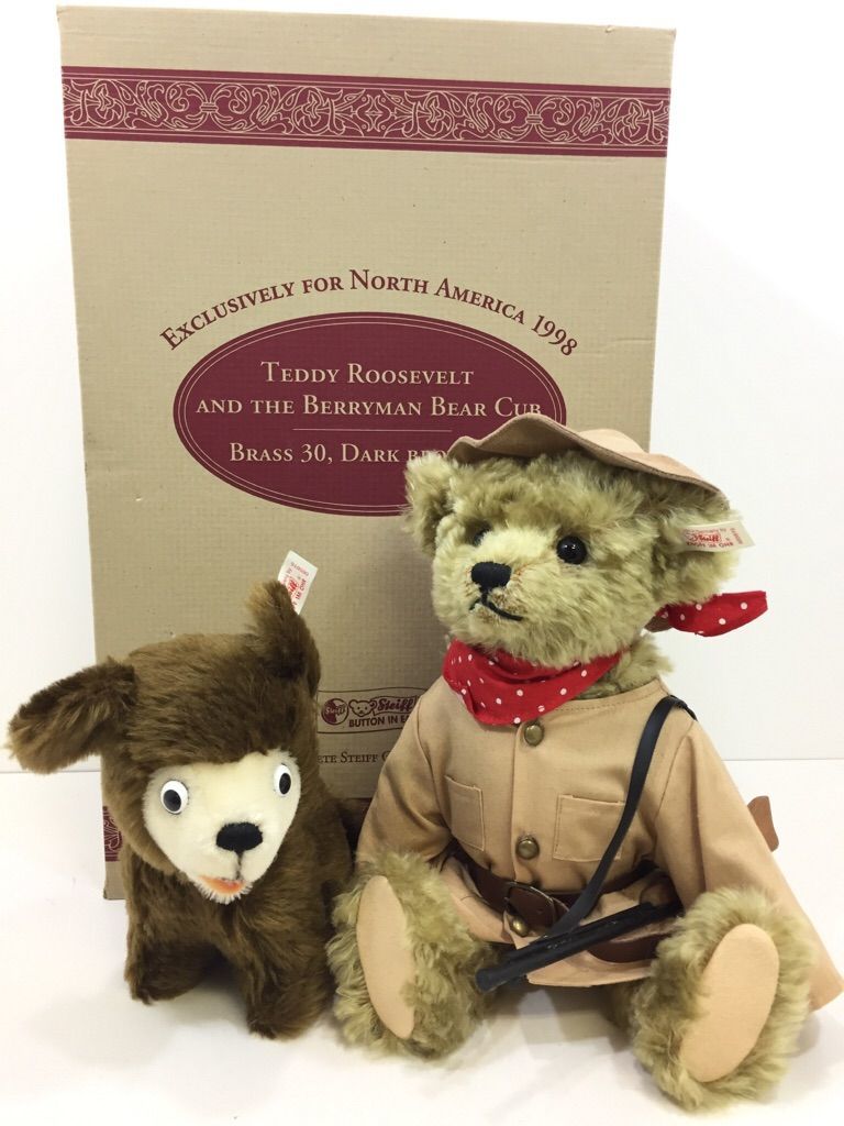同梱不可 シュタイフ TEDDY ROOSEVELT＆THE BERRYMAN BEAR CUB/ルーズベルト＆小熊 テディベア セット ...