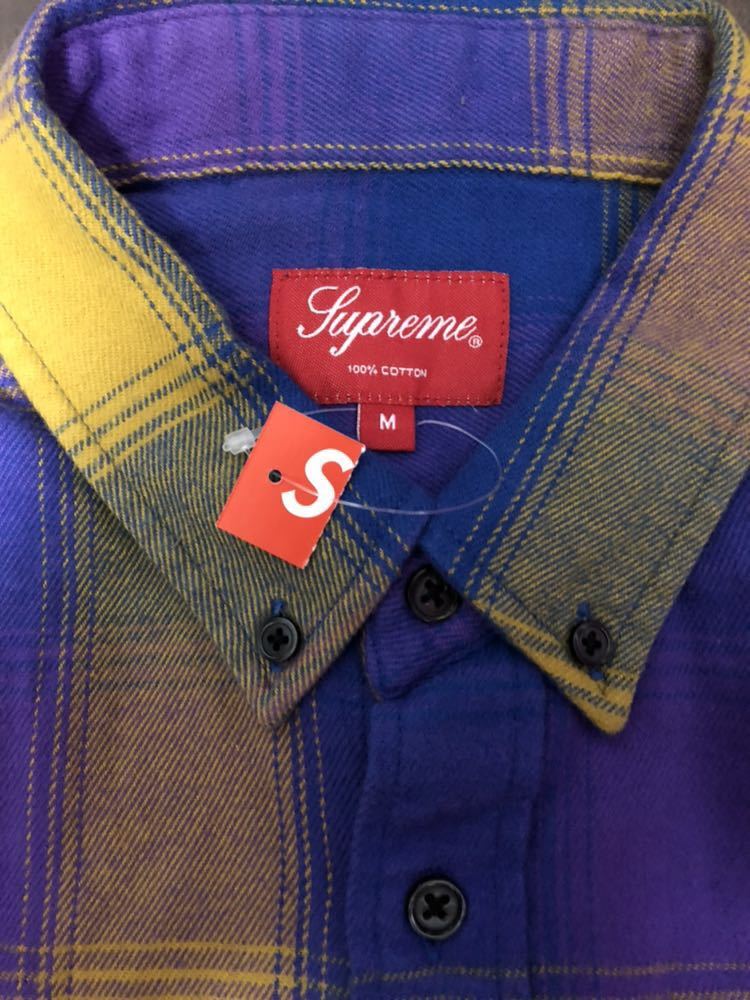 レシートコピー付 即発送可 サイズ M Supreme Shadow Plaid Flannel Shirt Dusty Royal 青 紫 ...