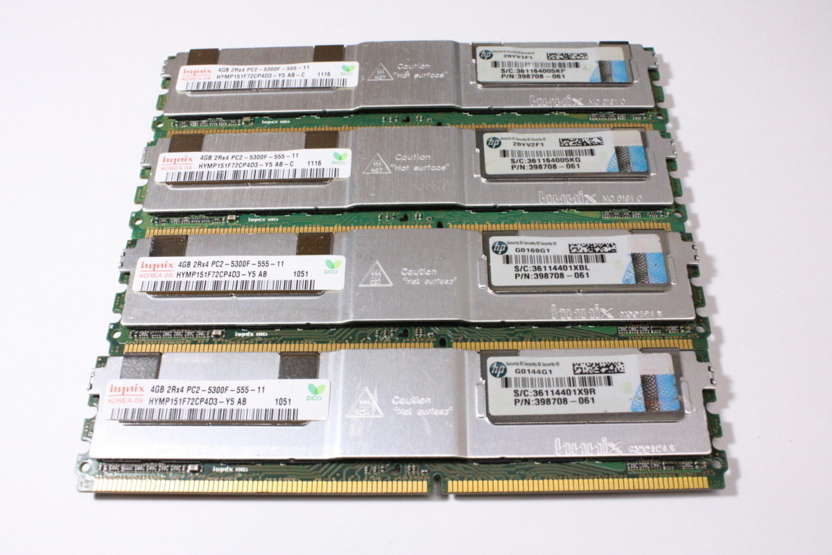 A255 hynix PC2-5300F 4GBx4枚 16GB FBDIMM サーバー ワークステーション専用メモリ(4GB)｜売買されたオークション情報、yahooの商品情報をアーカイブ ...