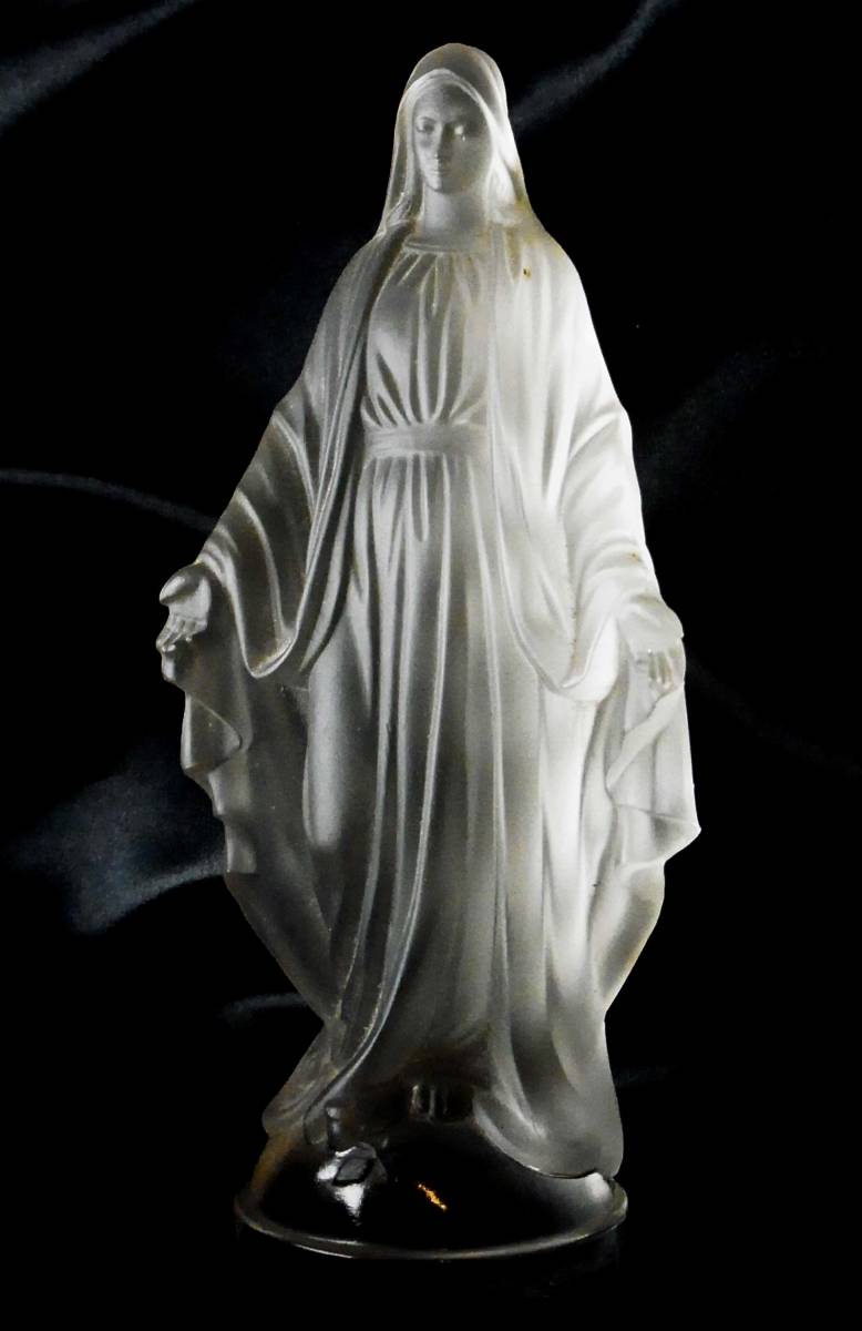 稀少 Edmond ETLING エトラン フロストガラス 聖母マリア像 DEPOLI フランスアンティーク 美術工芸品(クリスタルガラス ...