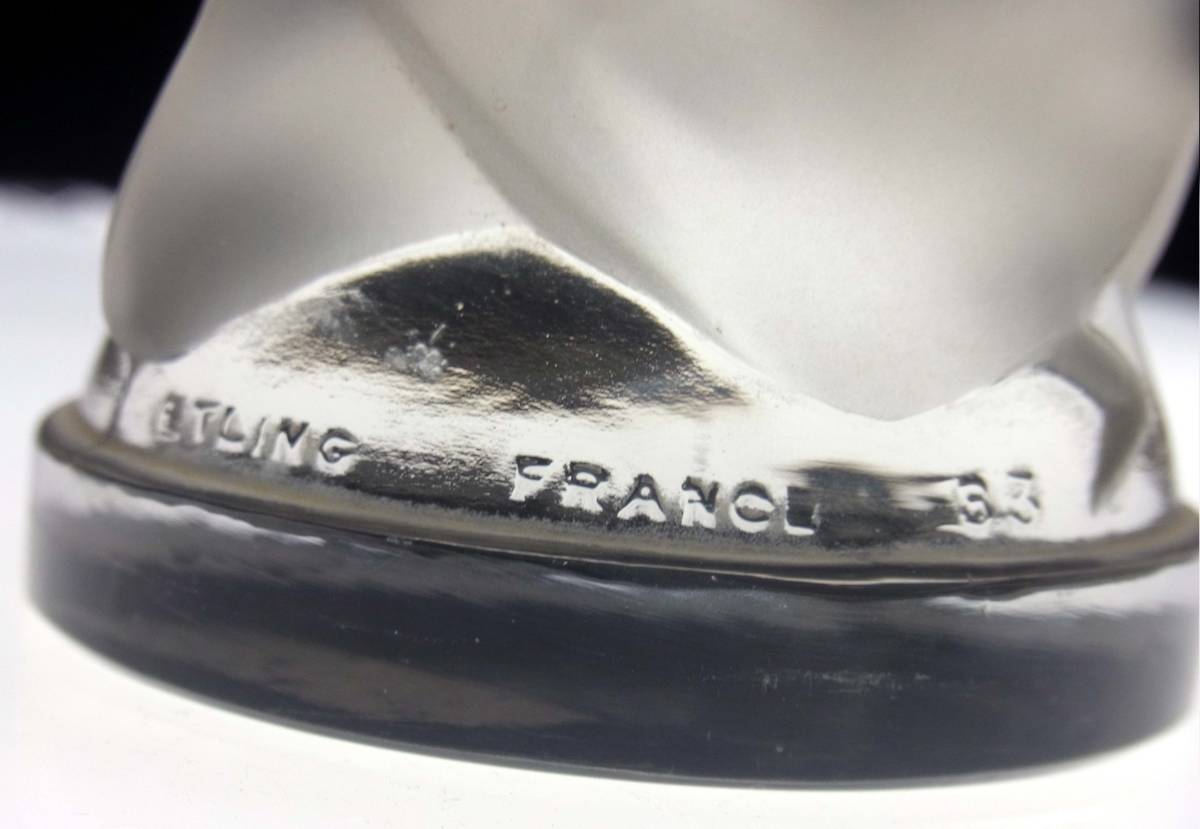 稀少 Edmond ETLING エトラン フロストガラス 聖母マリア像 DEPOLI フランスアンティーク 美術工芸品(クリスタルガラス ...