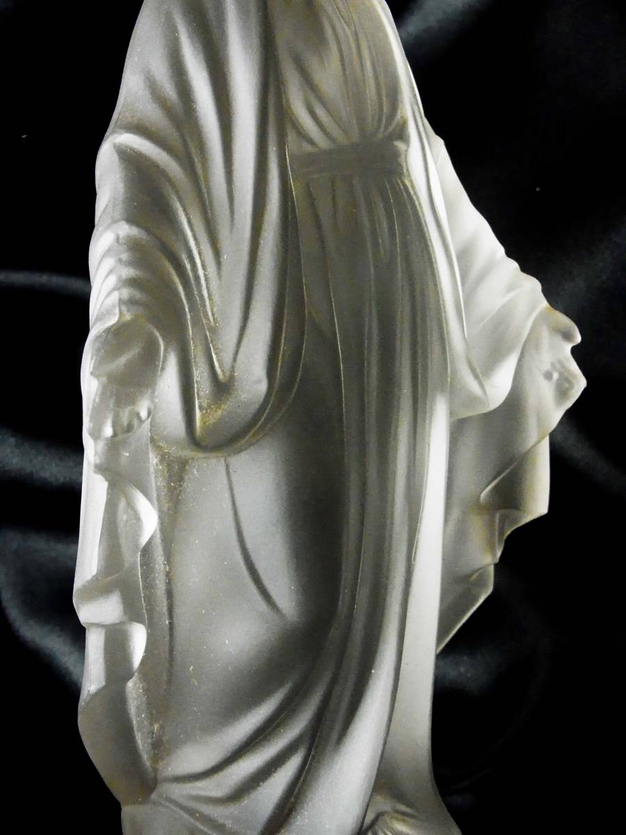 稀少 Edmond ETLING エトラン フロストガラス 聖母マリア像 DEPOLI フランスアンティーク 美術工芸品(クリスタルガラス ...