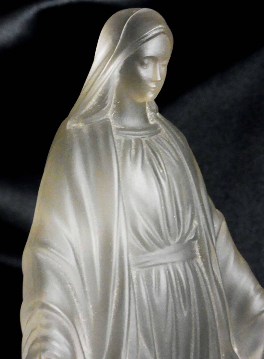 稀少 Edmond ETLING エトラン フロストガラス 聖母マリア像 DEPOLI フランスアンティーク 美術工芸品(クリスタルガラス ...